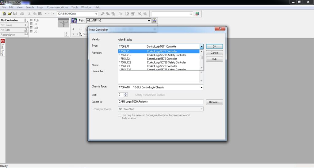 Create Project in RSLogix 5000
